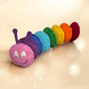 Felt Caterpillar Toy With Velcro Rainbow Color, Handmade Caterpillar ...