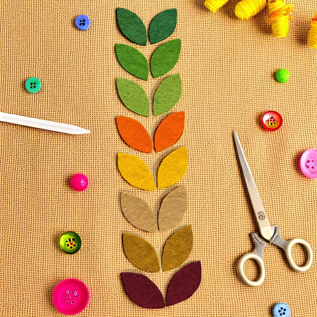 Multi Colur Felt Leaves 2.5” – Die Cut Leaves for DIY Crafts ...