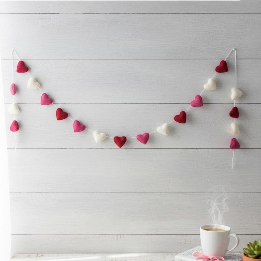 Valentine’s Day Hearts Decor | Handmade Wool Felt Hearts Decoration ...