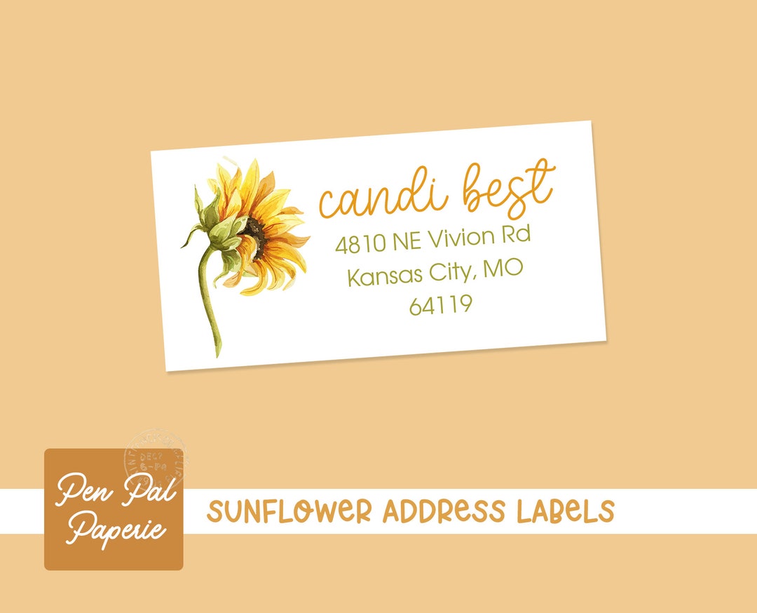 Sunflower Address Labels - Etsy