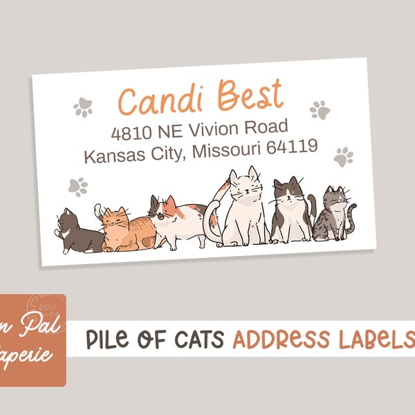 Cat Address Labels - Etsy