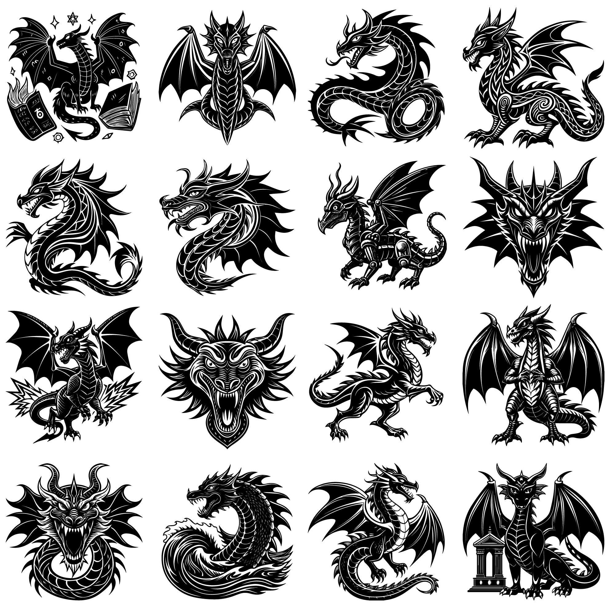 Dragon Graphics SVG Bundle: Silhouette Designs (digital Download) - Etsy