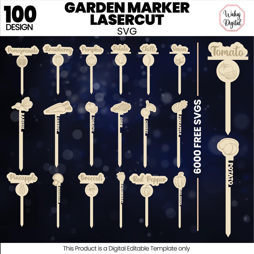 Laser Cut Garden Marker SVG Bundle | Vegetable Stakes (digital Download ...