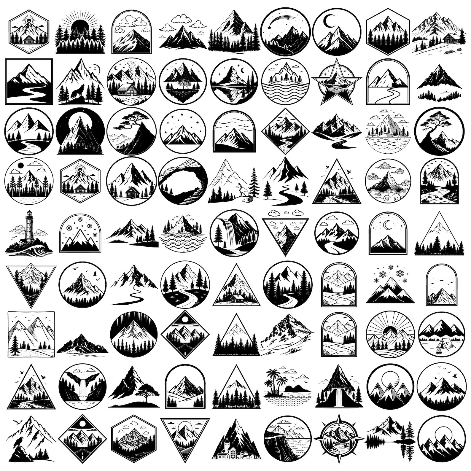 300 Landscape SVG Bundle: Forest, Mountain, Nature Scenes (digital ...