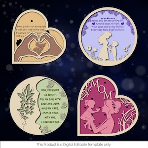 Mother's Day Svg Bundle Laser Cut File |mother's Day Heart Shape Sign ...