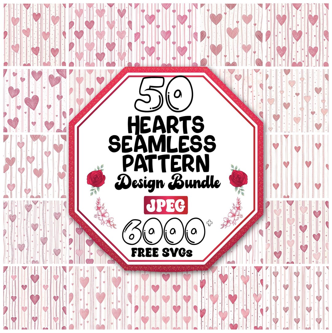 Hearts Seamless Pattern Bundle |printable Digital Pattern |valentine ...