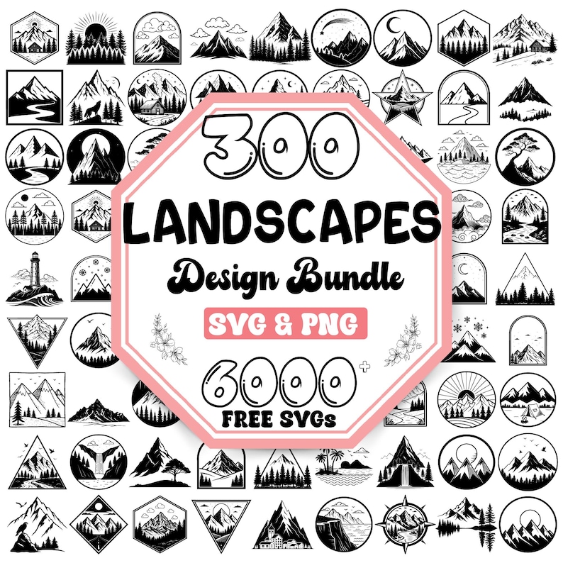300 Landscape SVG Bundle: Forest, Mountain, Nature Scenes (digital ...