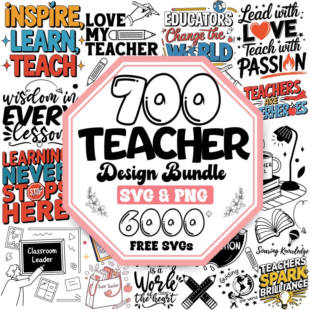 Teacher SVG Design Bundle: School & Appreciation Graphics (digital ...