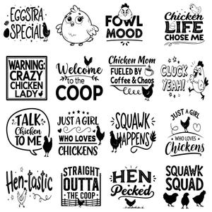 Chicken SVG Design Bundle: Farm Animal & Hen Quotes (digital Download ...