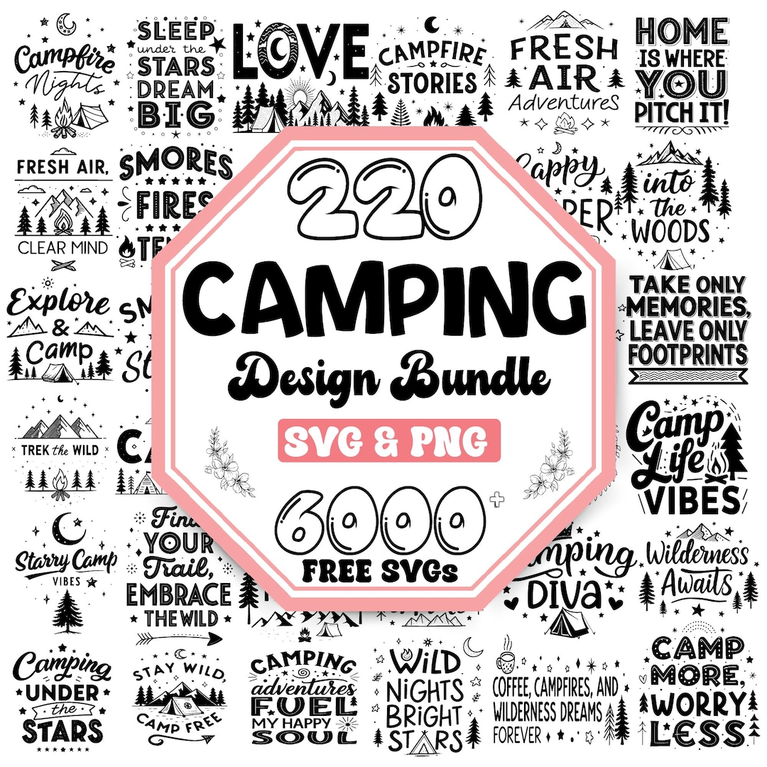 Camping SVG Bundle: Camp Life, Campfire, Adventure Designs (digital ...