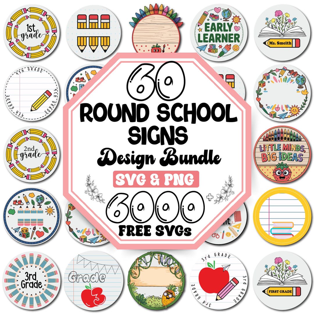School Sign SVG Bundle: Round Door Hanger Designs (digital Download) - Etsy