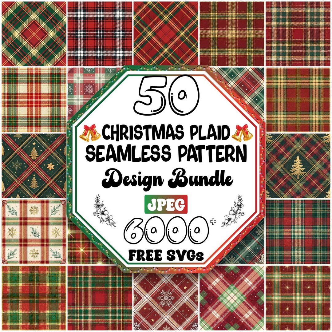 Christmas Plaid Seamless Pattern Bundle | Holiday Digital Paper ...