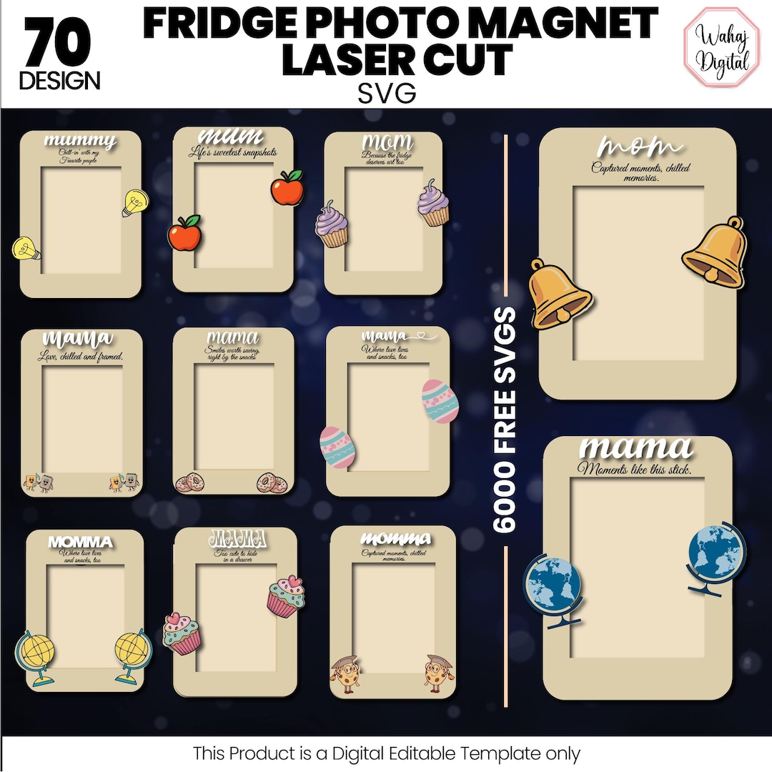 Fridge Photo Magnet SVG Bundle | Laser Cut Photo Frame (digital ...