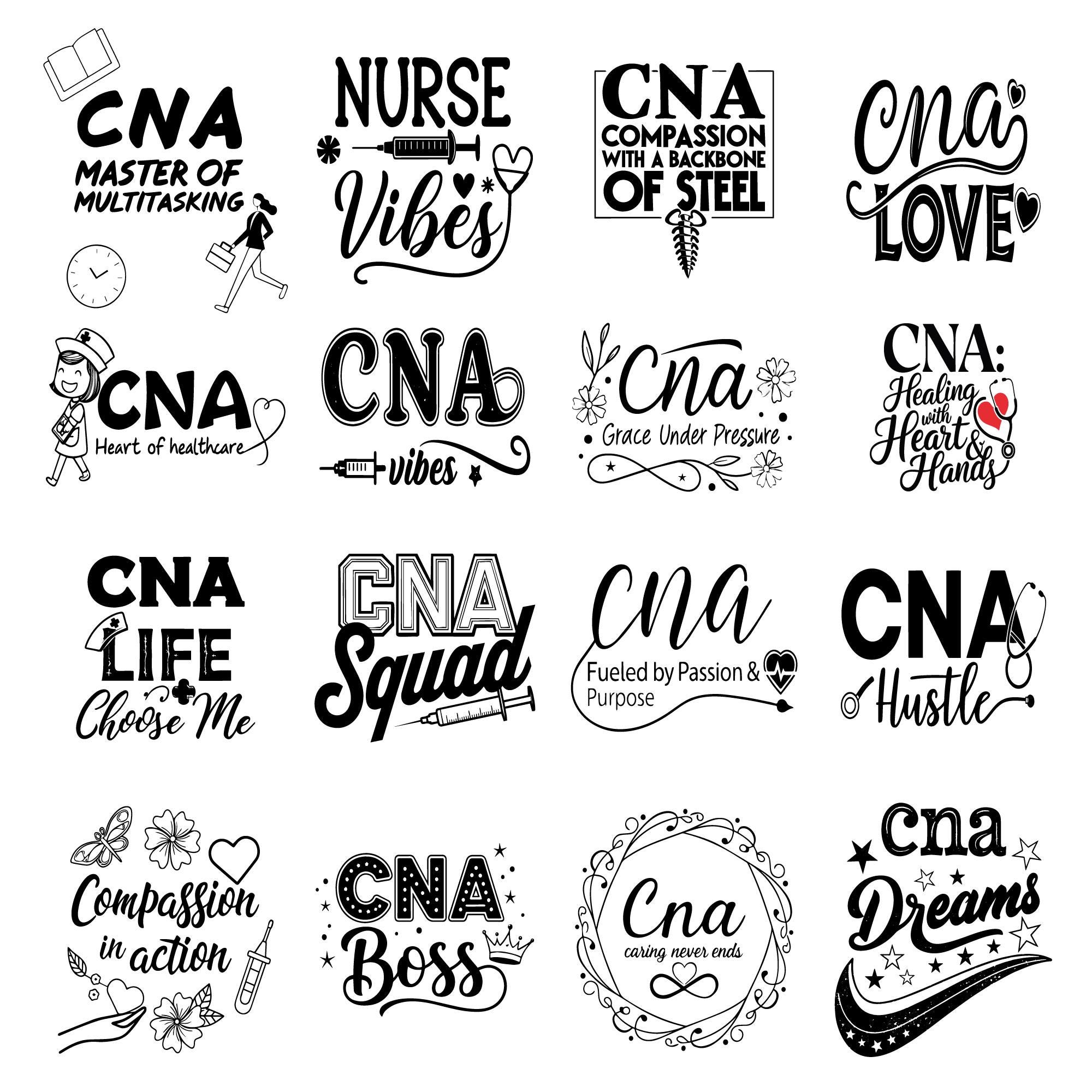 250 Nursing Assistant SVG Bundle | Nurse & Stethoscope Designs ...
