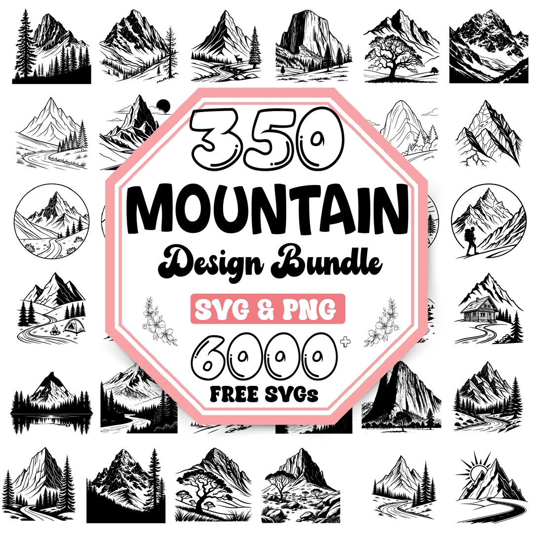 350 Mountains Svg Bundle |forest Scenery Svg |mountain Silhouette ...