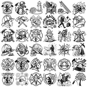 Firefighter SVG Design Bundle: Fireman, Rescue, Fire Dept (digital ...