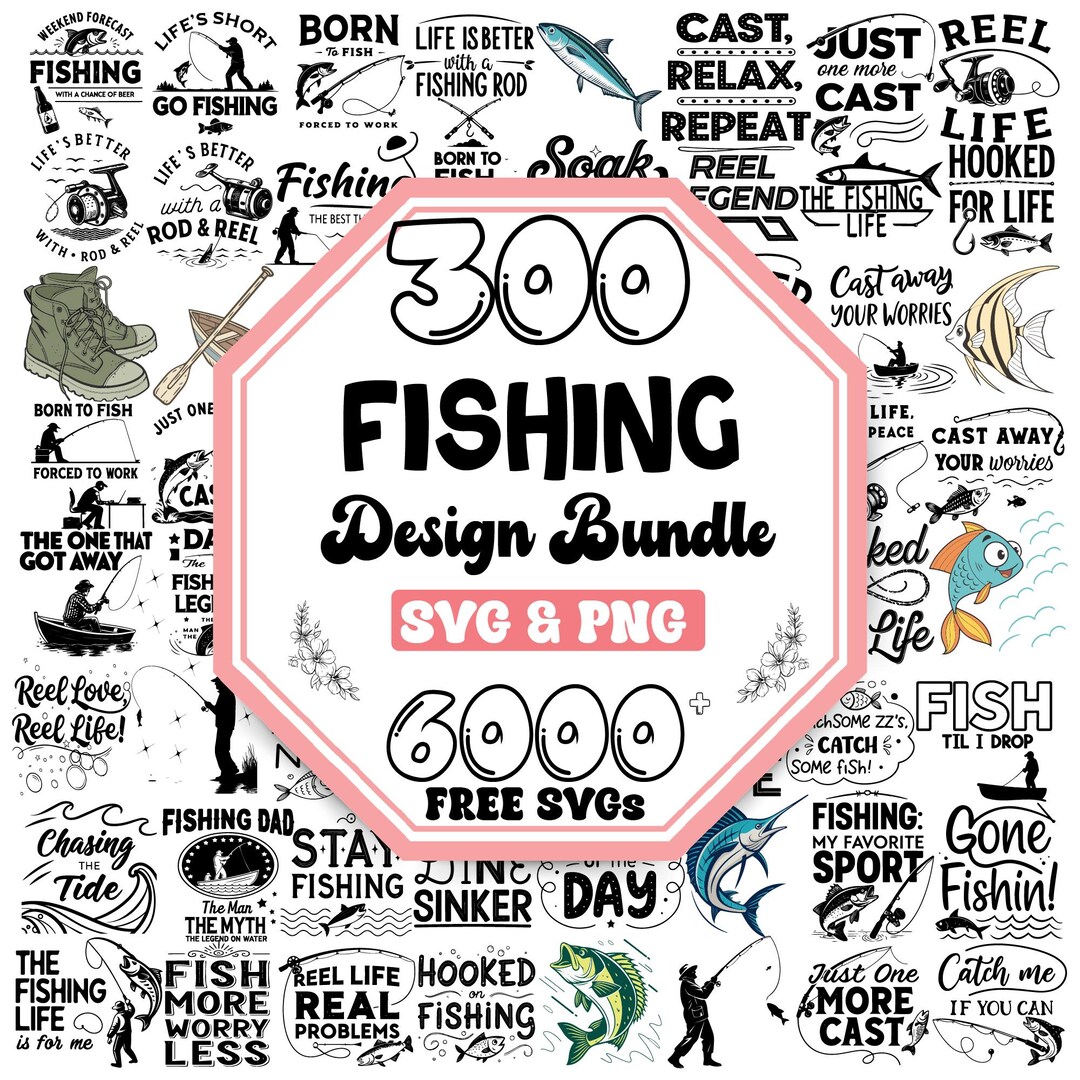 Fishing Svg Bundle |fisherman Catching Fish Svg |bass Fishing Art Svg ...