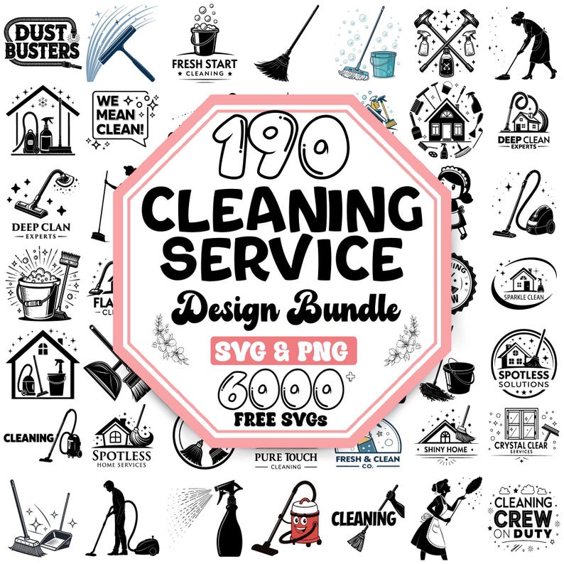 Cleaning Service SVG Bundle: Housekeeping & Maid Graphics (digital ...