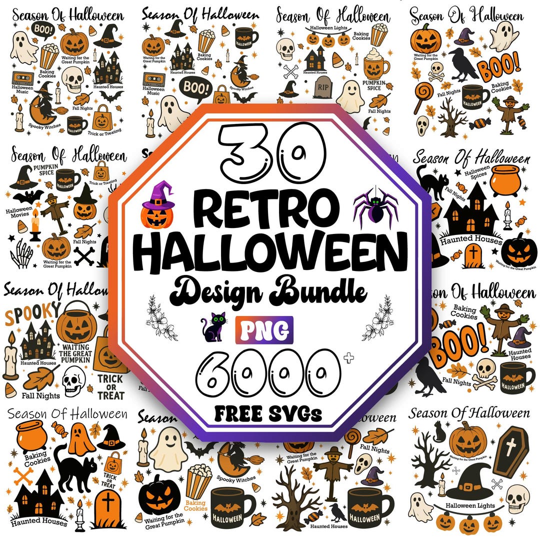 Retro Halloween SVG Bundle: Spooky Ghost Designs (digital Download) - Etsy