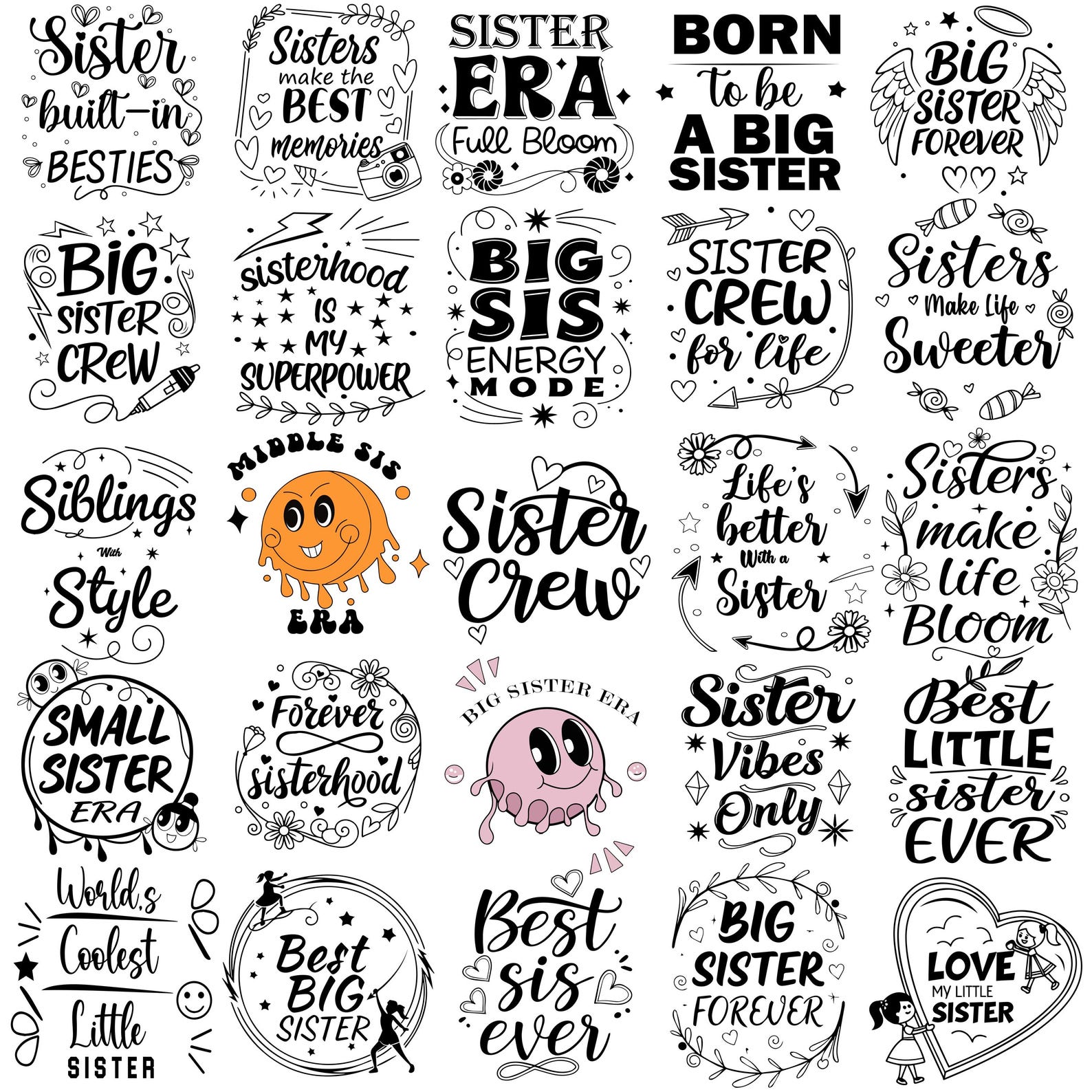 Sister SVG Bundle: Family Love Quotes, DIY Crafts (digital Download) - Etsy