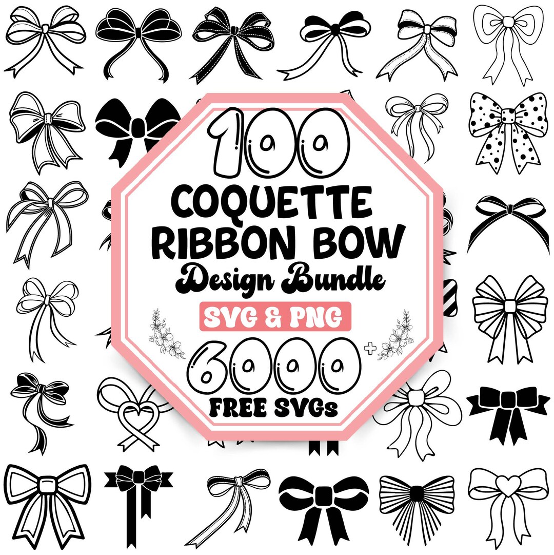 Coquette Ribbon Bow Svg Bundle |coquette Ribbon Silhouette Svg ...