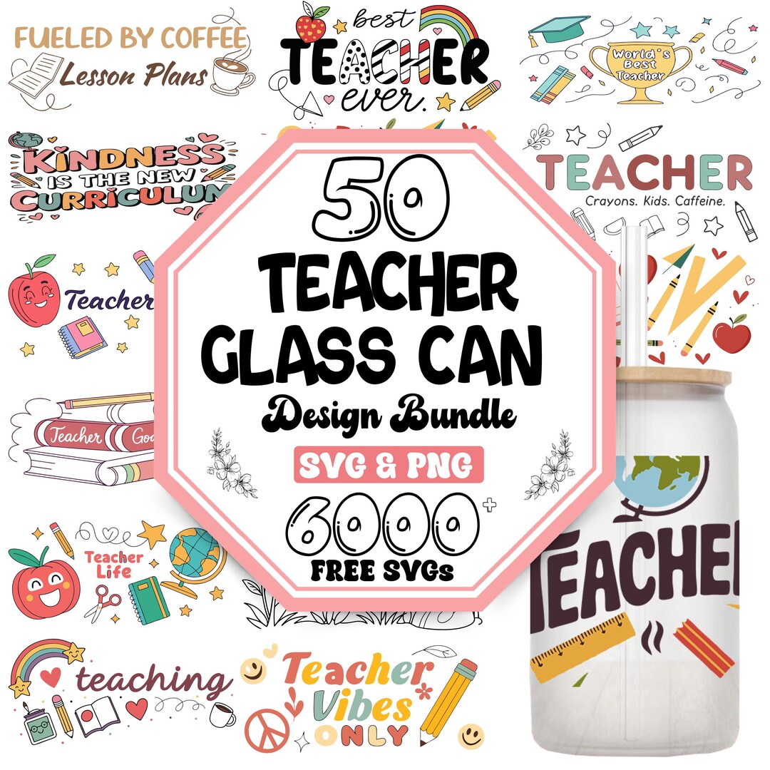 Teacher Glass Can Svg Bundle |teacher Nutritional Facts Svg |glass Can ...