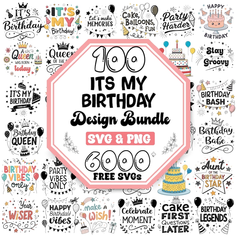 Birthday SVG Bundle: Party Designs for Cricut, Silhouette (digital ...