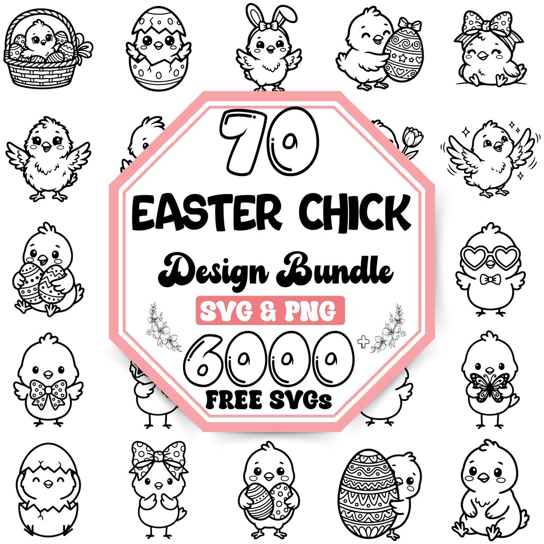 Easter Chick SVG Bundle |chick Outline Svg |spring Chick Svg |cute ...