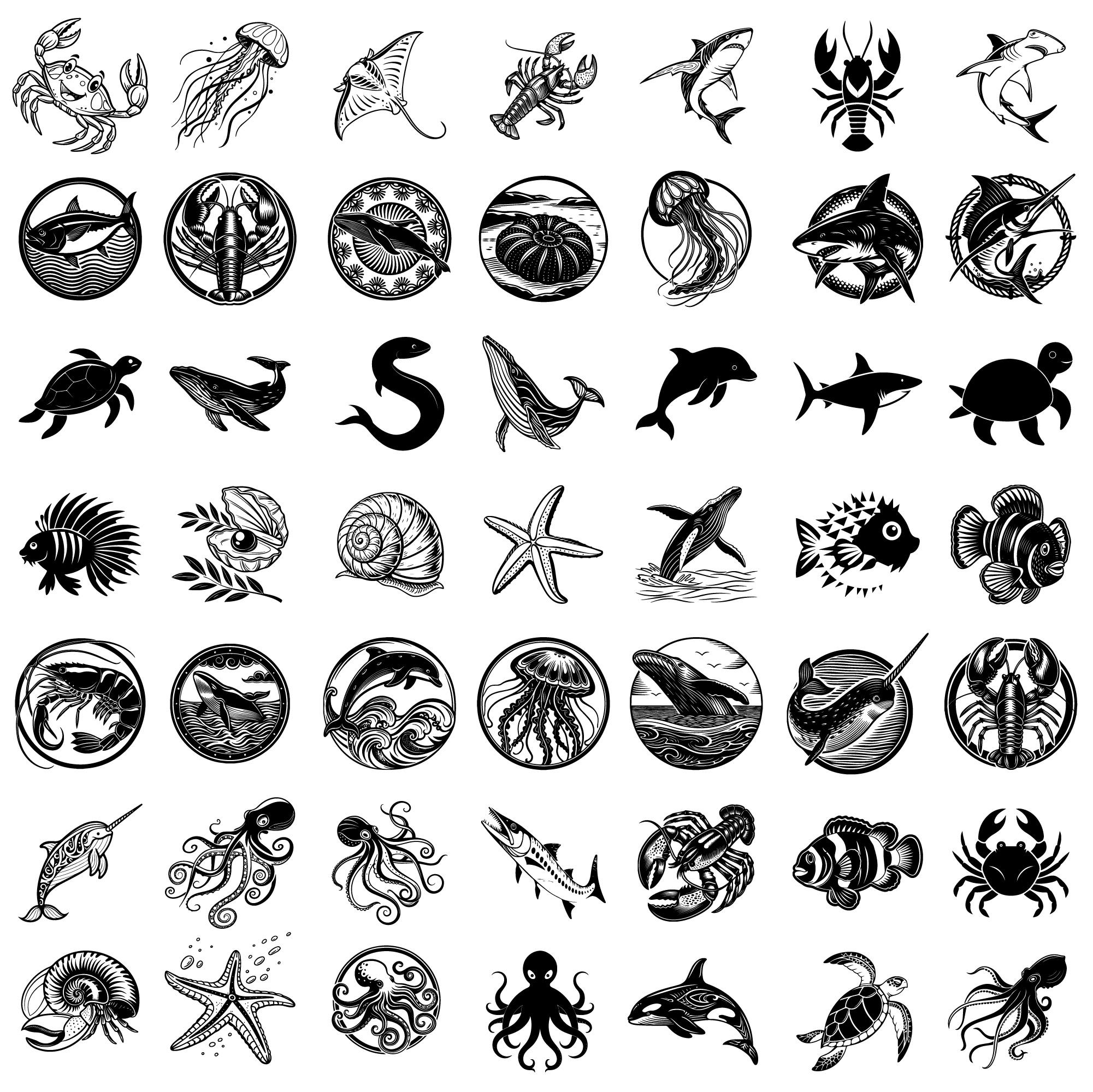 Sea Animals SVG Bundle: Marine Life Designs (digital Download) - Etsy UK