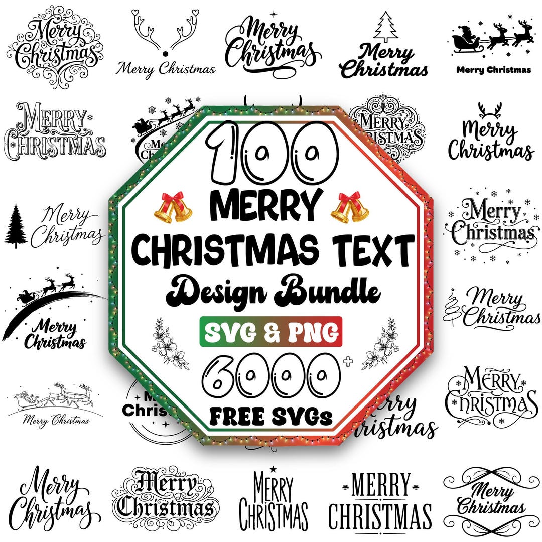 Merry Christmas Text SVG Bundle | Holiday Designs (digital Download) - Etsy
