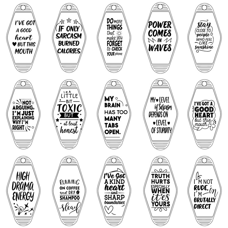 Snarky Motel Keychain SVG Bundle: Sarcastic Retro Designs (digital ...