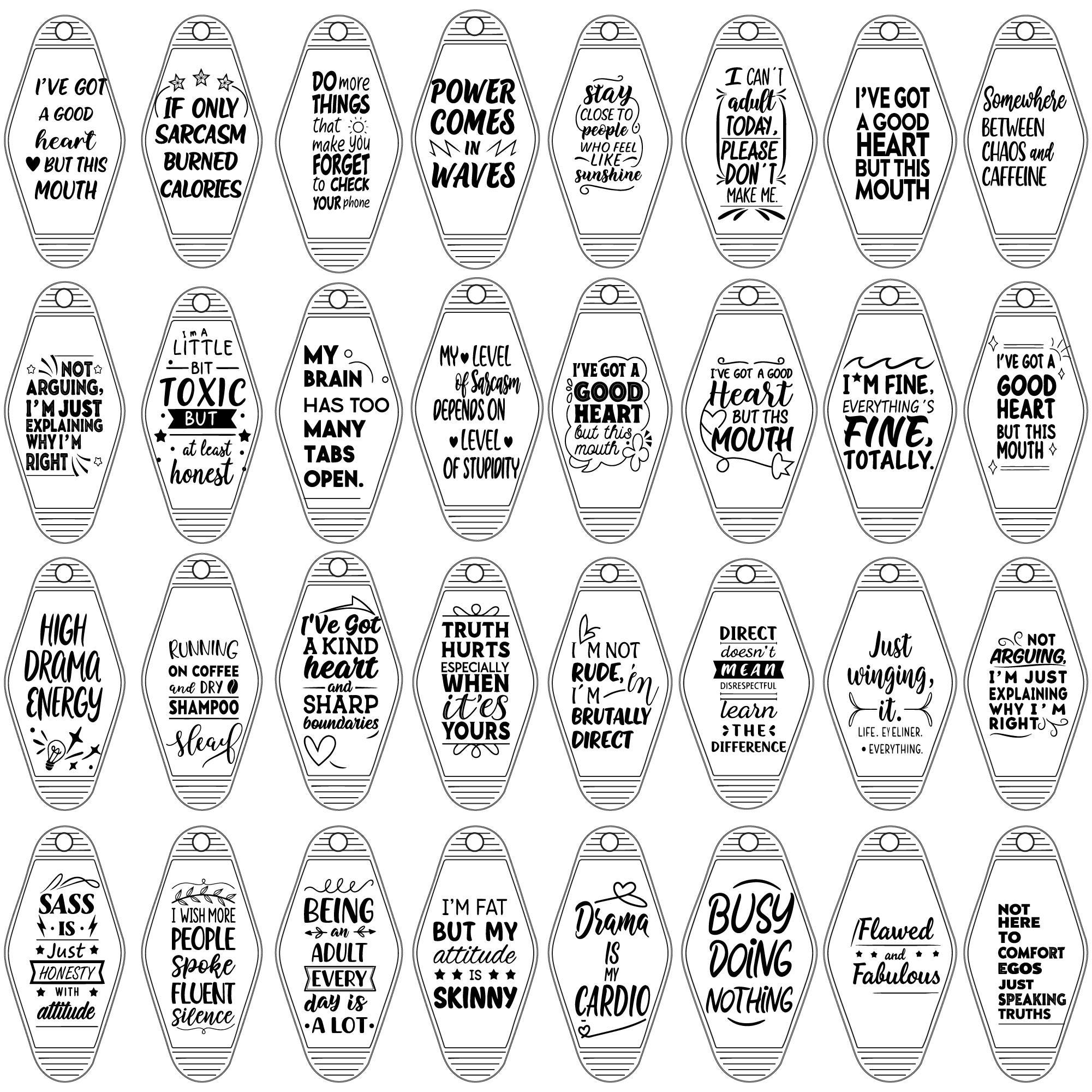 Snarky Motel Keychain SVG Bundle: Sarcastic Retro Designs (digital ...