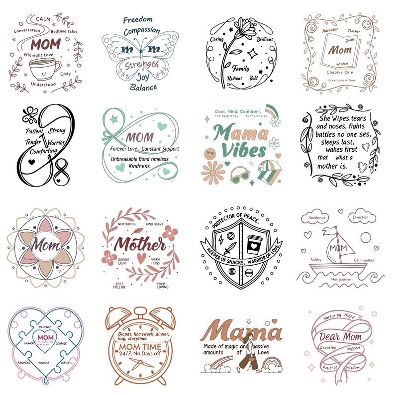 Cute Mom Svg Bundle |happy Mothers Day Svg |love Mom Svg |blessed Mom ...