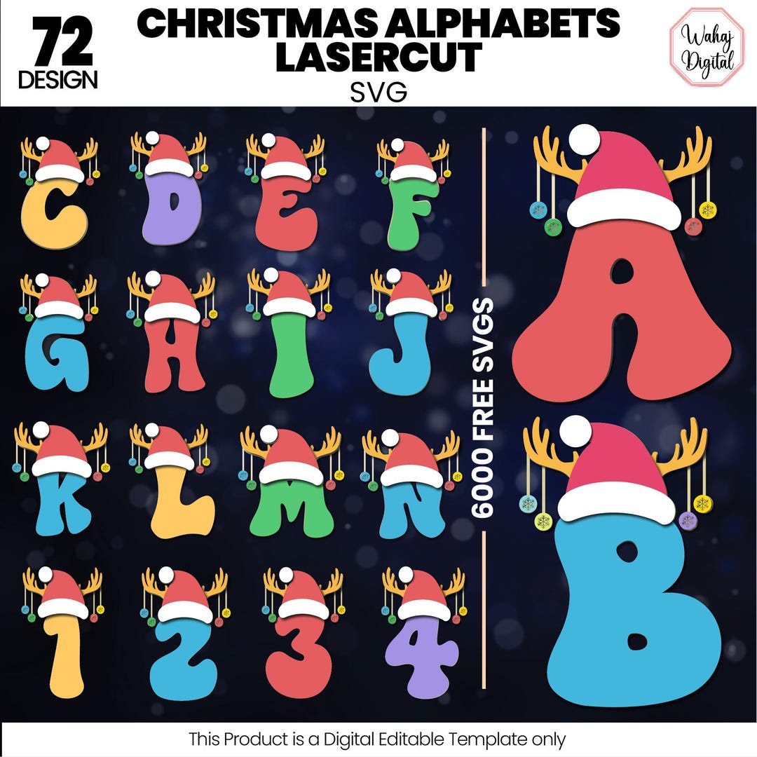 Christmas Alphabet SVG Bundle: Festive Holiday Letters (digital ...