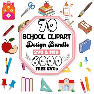 School Supplies Clipart SVG Bundle: Teacher Designs (digital Download ...