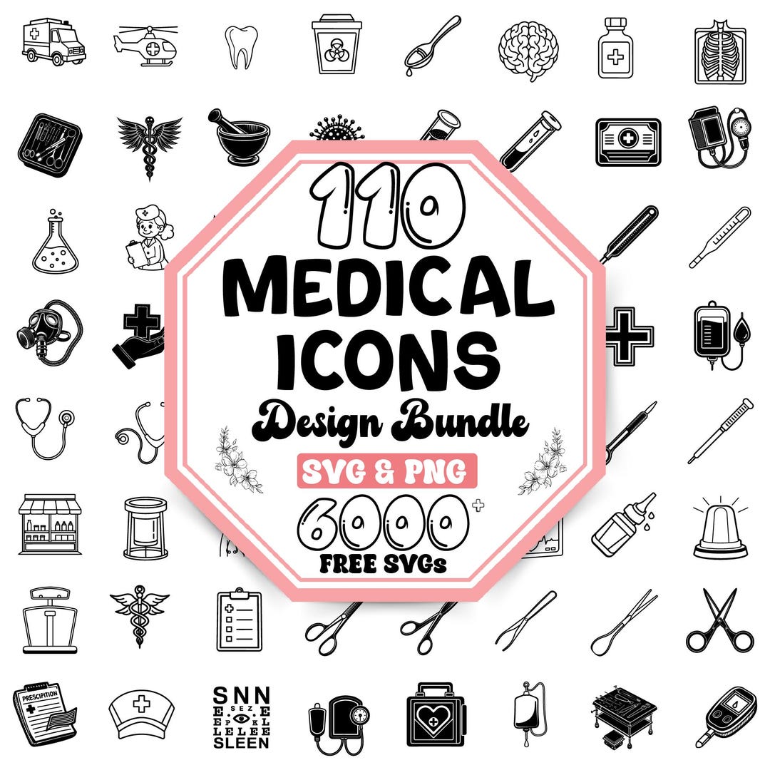 Medical Icons SVG Bundle: Nurse, Stethoscope, Hospital (digital ...