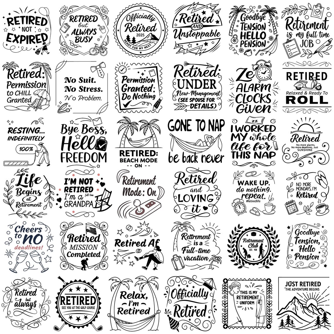 Retirement SVG Design Bundle: Funny Retired Sayings (digital Download ...