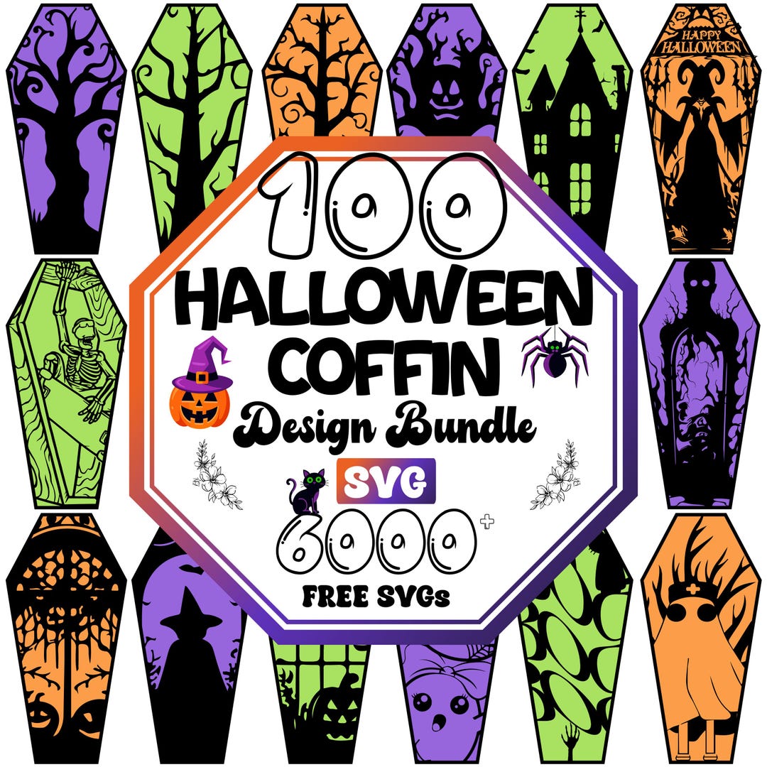Halloween Coffin Svg | Ghost Coffin Svg | Halloween Bat Coffin|spiders ...