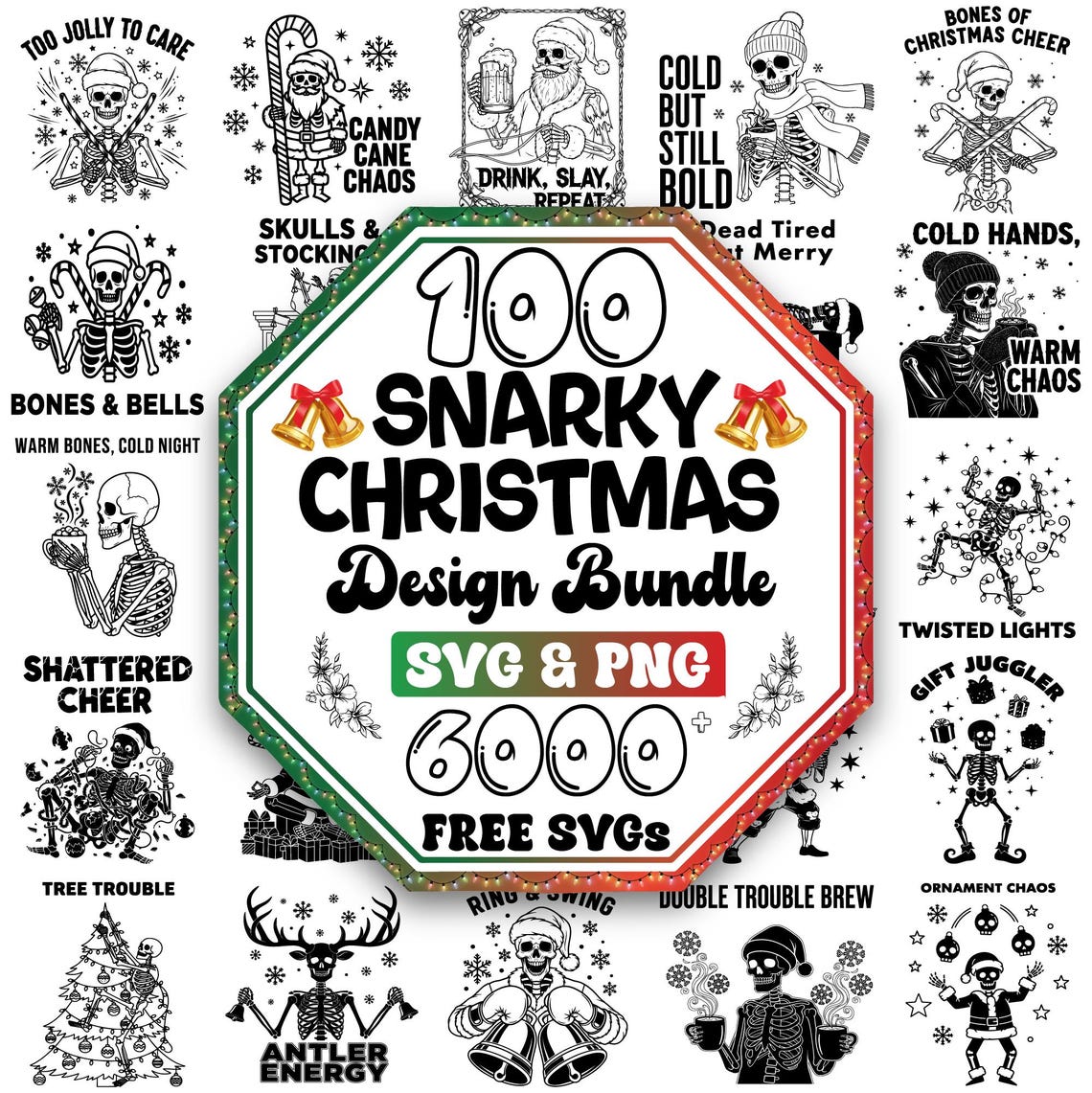 Snarky Christmas SVG Bundle: Funny Skeleton Designs (digital Download ...