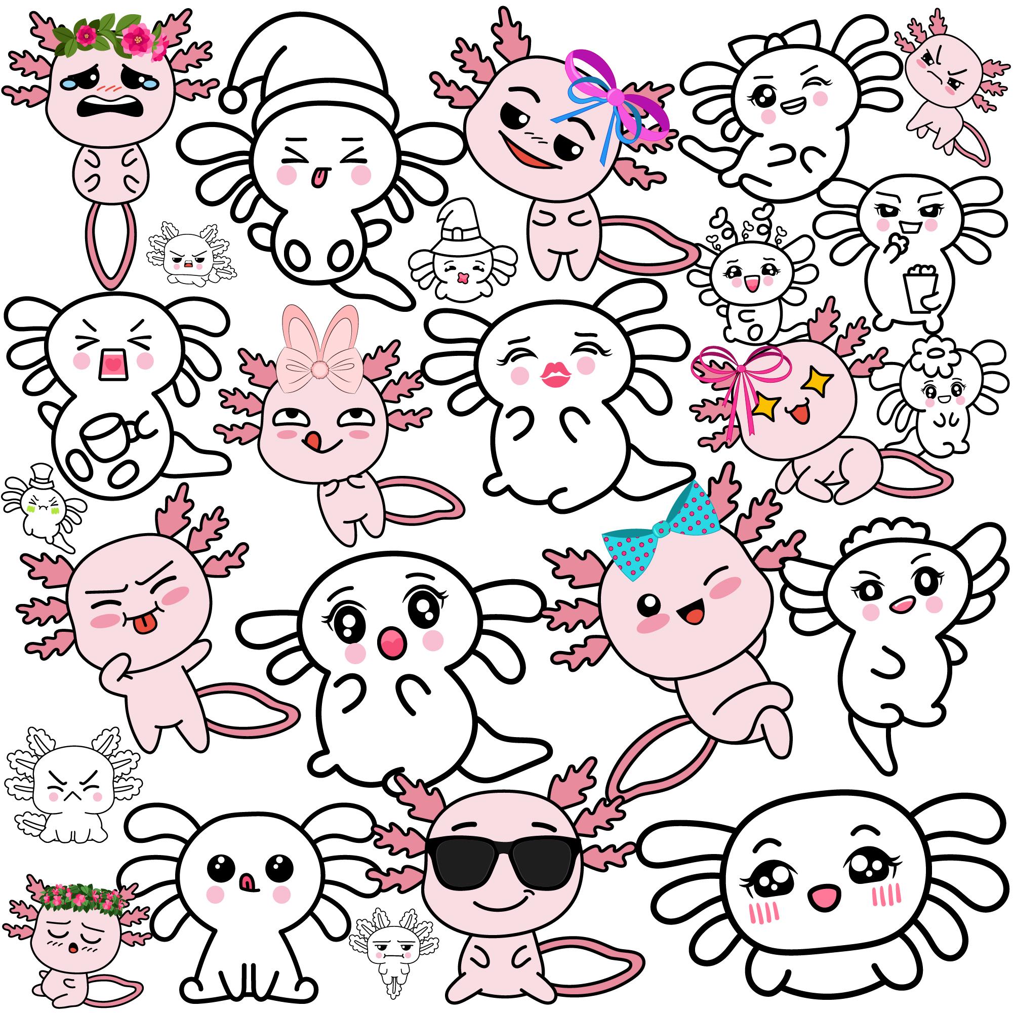 Axolotl SVG Bundle Cartoon Axolotl Floral Axolotl Svg Axolotl Line Art ...