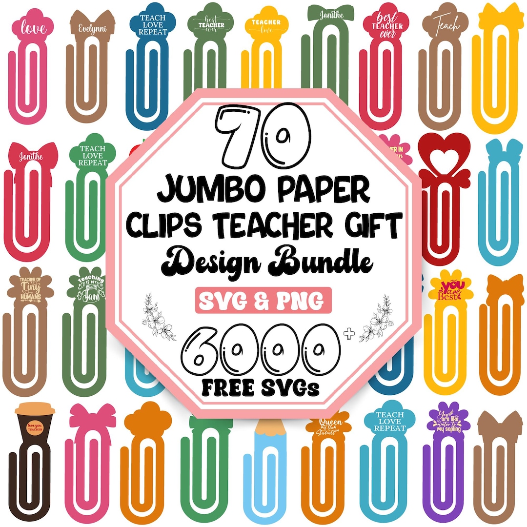 Jumbo Paper Clips SVG Bundle | Teacher Gift & School Desk Decor ...
