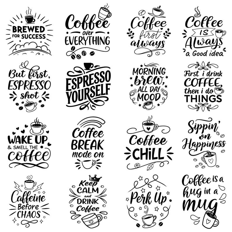 Coffee SVG Design Bundle: Funny Quotes, Caffeine Queen (digital ...