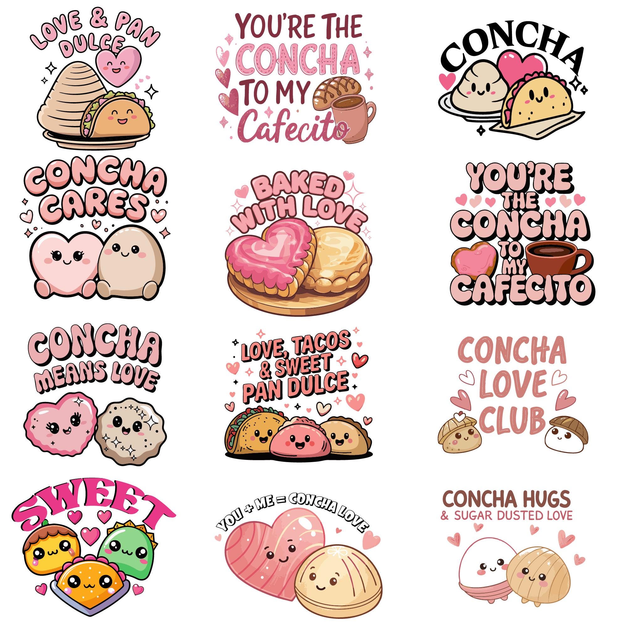 30 Concha Valentine's SVG Bundle: Mexican Pan Dulce Designs (digital ...