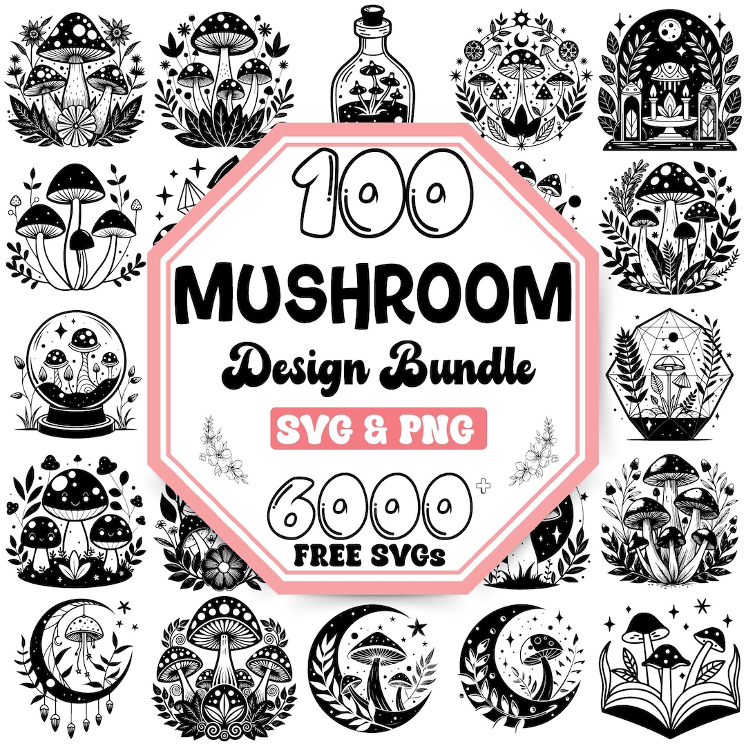 Mushroom SVG Bundle: Retro, Vintage & Funky Designs (digital Download ...
