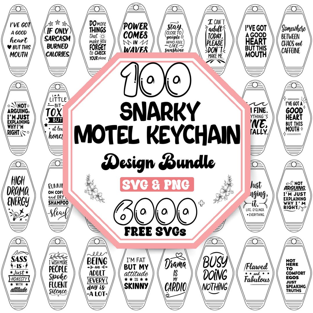 Snarky Motel Keychain Svg Bundle |retro Motel Keychain Svg |sarcastic ...