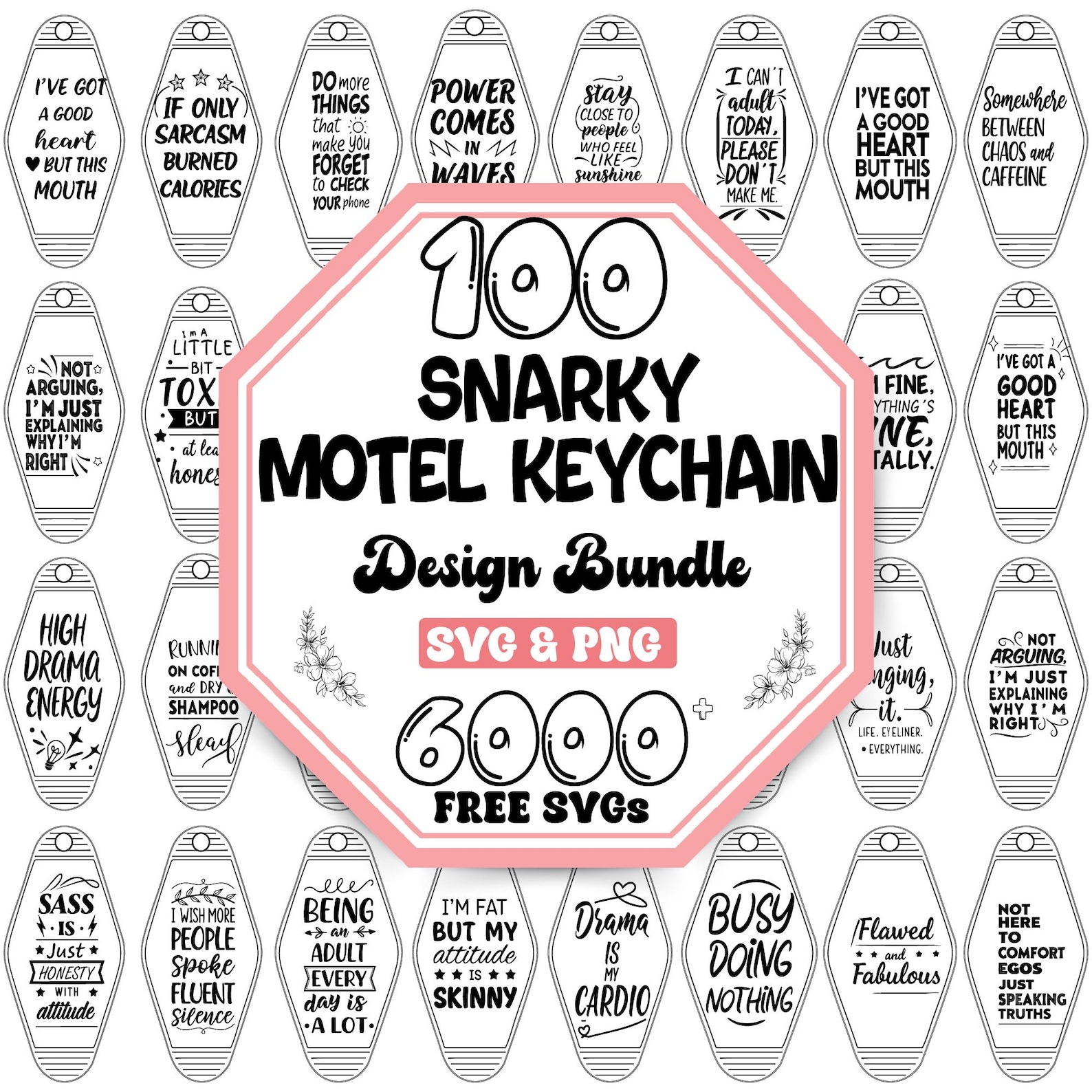 Snarky Motel Keychain SVG Bundle: Sarcastic Retro Designs (digital ...