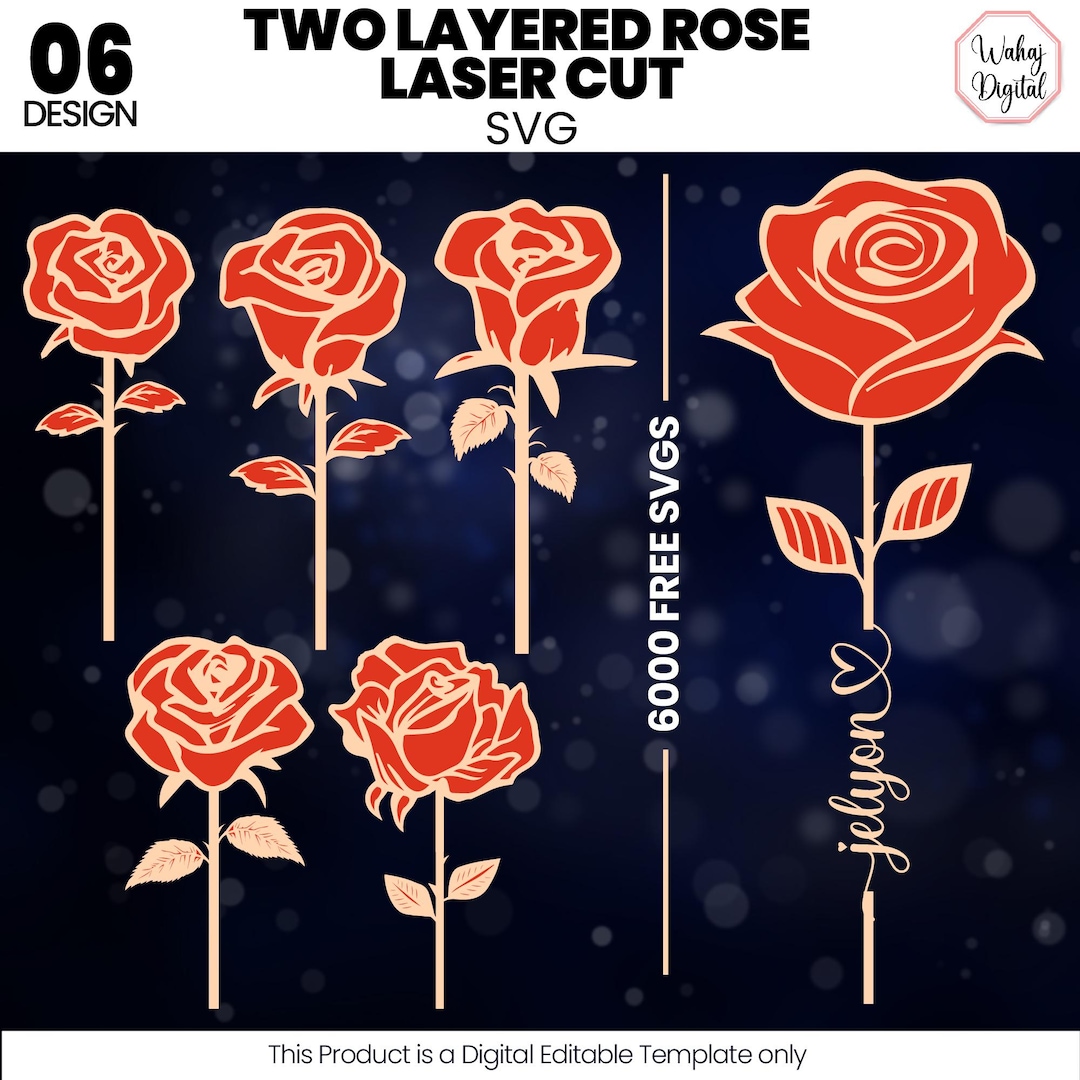 Rose Laser Cut Svg Bundle | 2 Layered Wood Laser Cutting | Botanical ...
