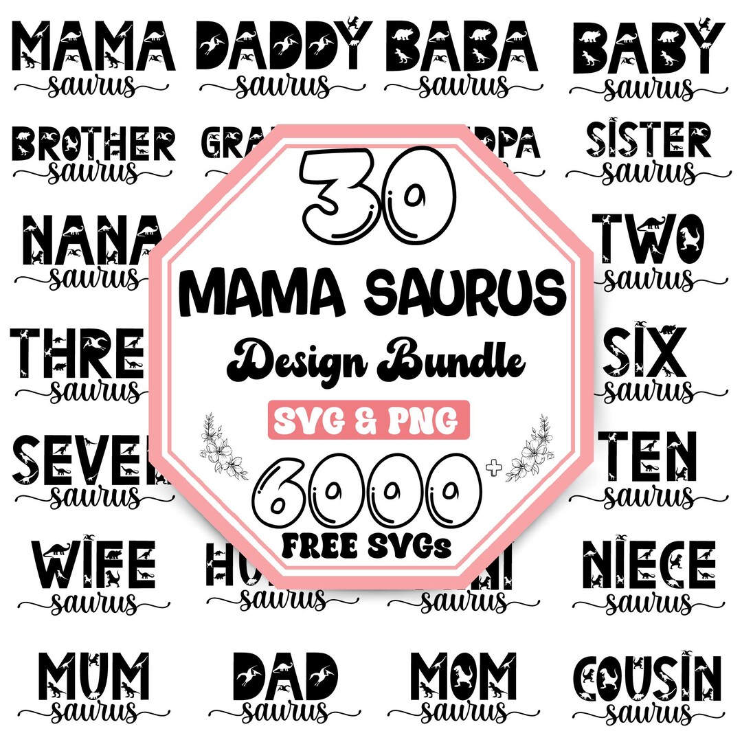 Mama Saurus Svg Bundle |dinosaur Svg |matching Family Svg |dinosaur ...