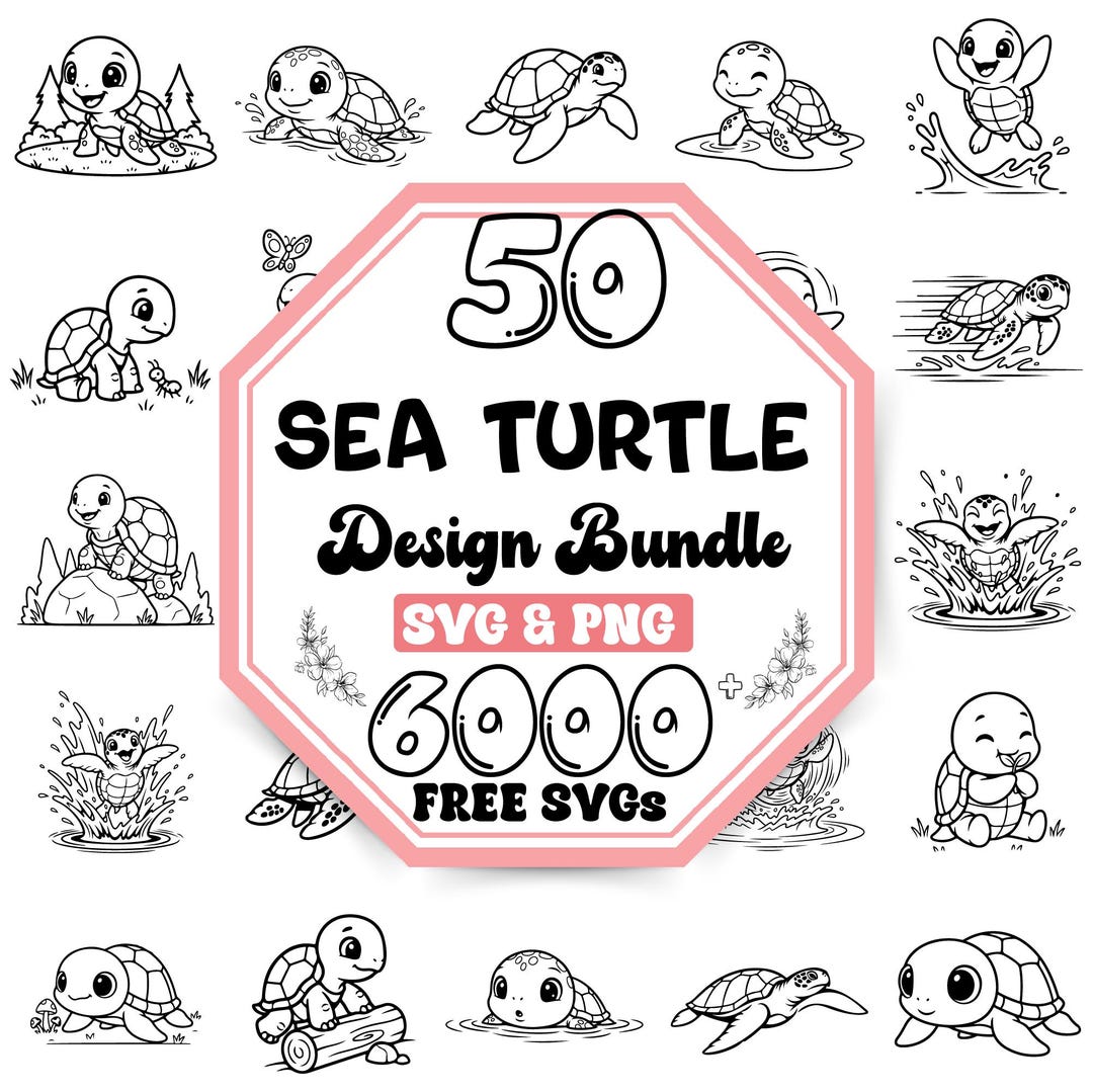 Cute Sea Turtle Svg Bundle |ocean Animal Svg |beach Baby Turtle Svg ...