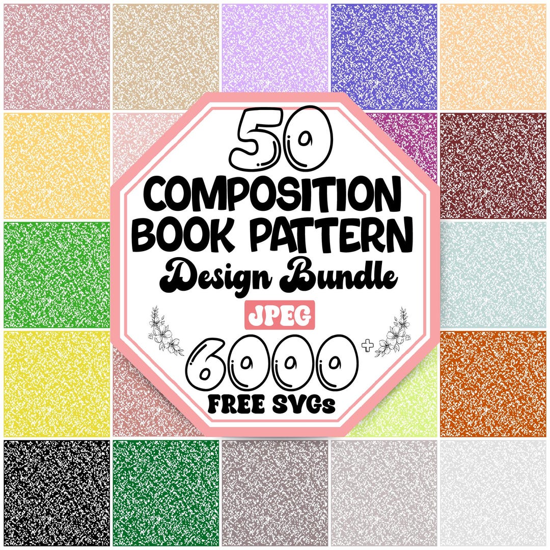 Composition Book Cover Pattern Bundle | Digital Paper (PDF) - Etsy